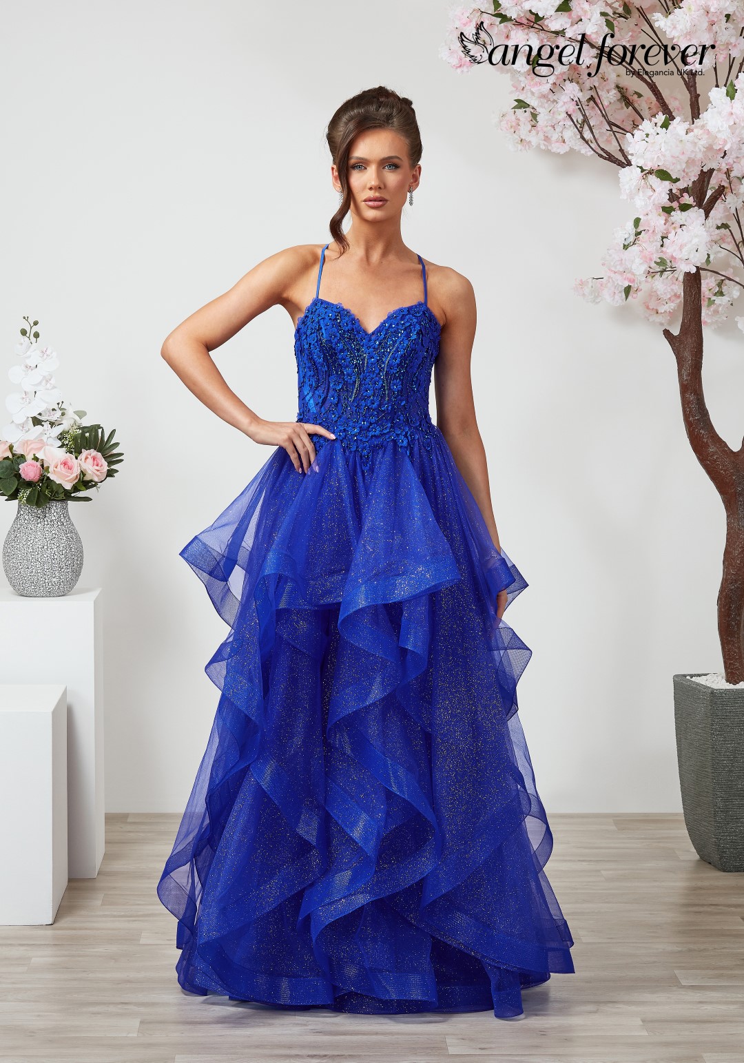 ANGEL FOREVER AF6402 ROYAL BLUE | RUFFLE PROM DRESS